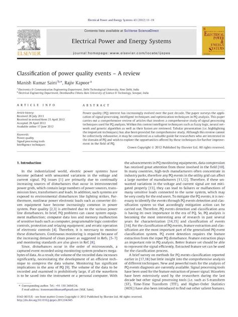 PDF Classification Of Power Quality Events A Review DOKUMEN TIPS