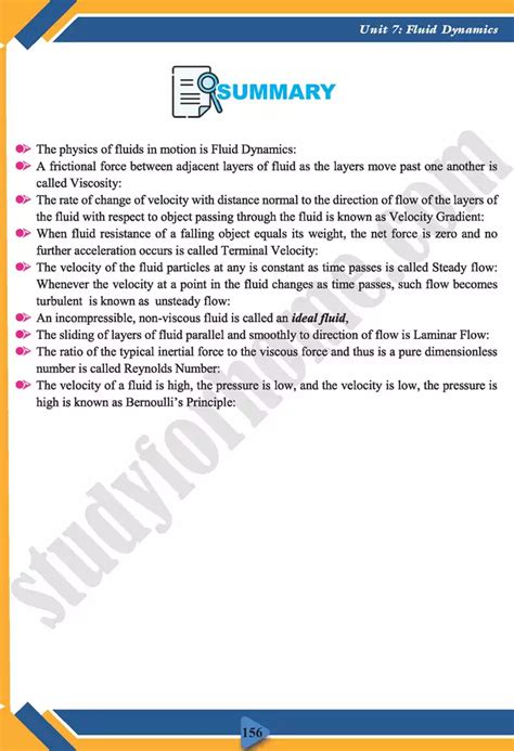 Fluid Dynamics Chapter 7 Physics 11th Text Book