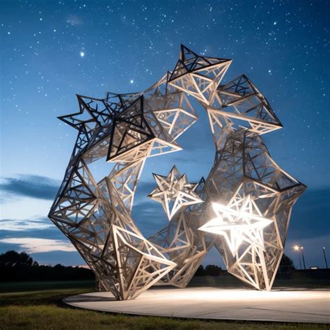 Large Geometric Metal Star Sculpture Outdoor Abstract Art Installation
