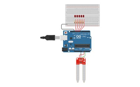 Circuit Design Датчик влажности почвы Tinkercad