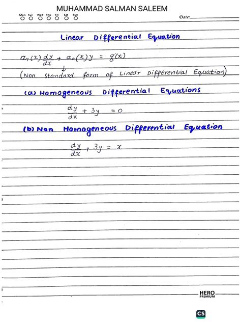 Homogeneous And Non Homogeneous Linear Differential Equations Pdf