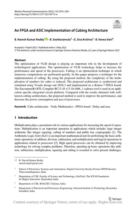 An Fpga And Asic Implementation Of Cubing Architecture Request Pdf
