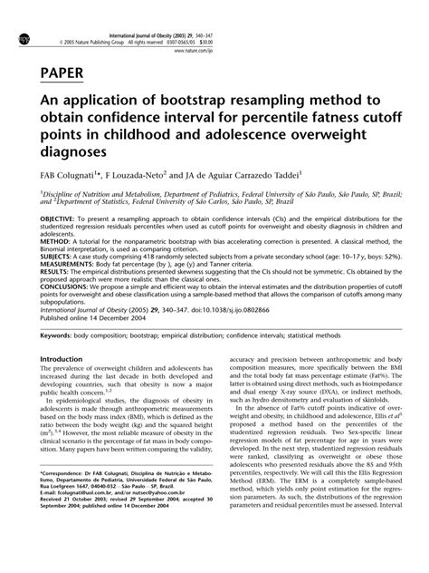 Pdf An Application Of Bootstrap Resampling Method To Obtain