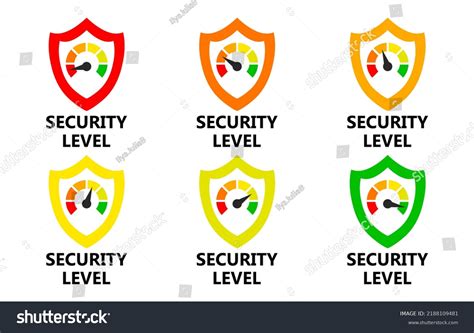 Set Security Level Speedometer Internet Security Stock Vector Royalty Free 2188109481