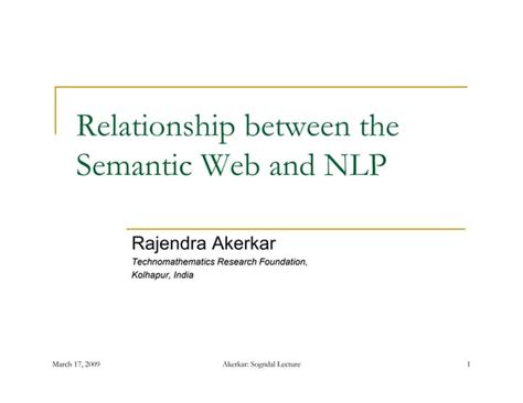 Relationship Between The Semantic Web And Nlp Ppt