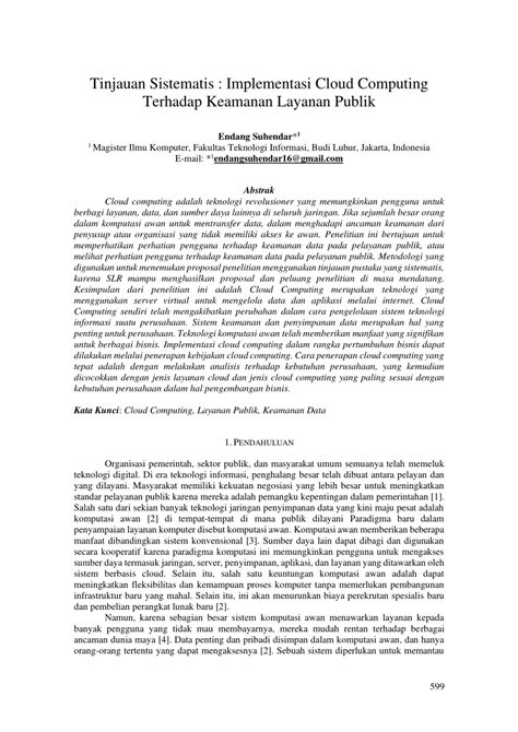 Pdf Tinjauan Sistematis Implementasi Cloud Computing Terhadap Keamanan Layanan Publik