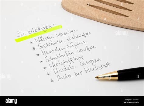 Task List Of A Housewife Stock Photo Alamy