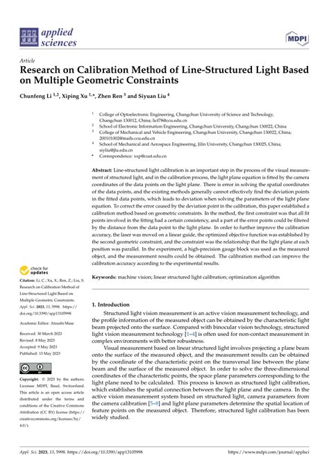 Pdf Research On Calibration Method Of Line Structured Light Based On