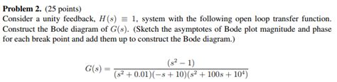 Solved Problem Points Construct The Bode Diagram Of Chegg