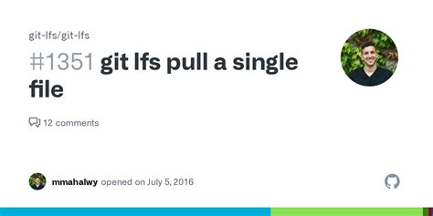git lfs pull a single file · issue 1351 · git lfs git lfs · github