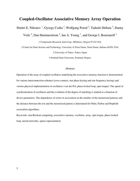 pdf coupled oscillator associative memory array operation