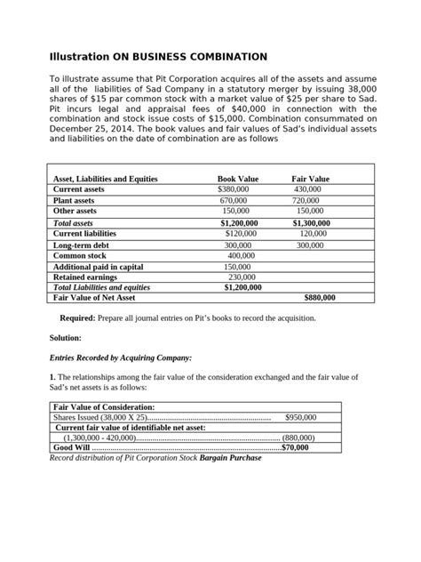 Illustration In Business Combination Final Pdf