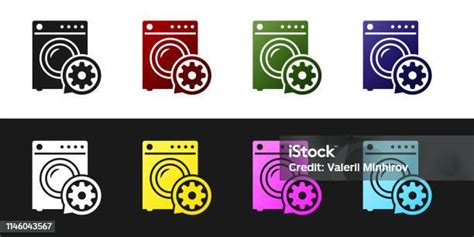 설정 와셔 및 기어 아이콘 흑백 배경에 고립 조정 응용 프로그램 서비스 개념 설정 옵션 유지 보수 수리 고정 벡터 일러스트 가사 집안일에 대한 스톡 벡터 아트 및 기타