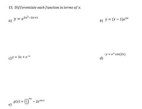 Solved Differentiate Each Function In Terms Of