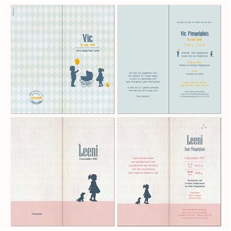 Geboortekaartje Silhouet Jongen Meisje Vic Leeni Geboortekaartje Jongen Silhouet Jongen