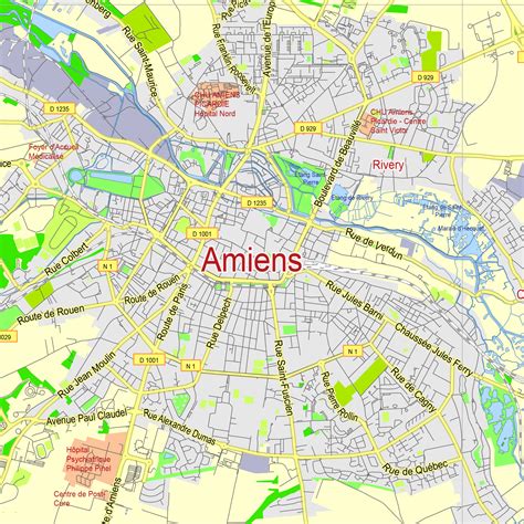 Amiens France Printable Editable Layered Vector Map Maps In Vector