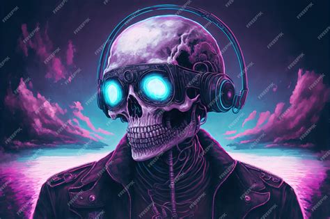 Premium Photo A Skeleton In Vr Glasses A Skull Man Wearing The Futuristic Virtual Reality