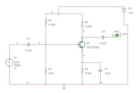 Common Emitter Amplifier Multisim Live