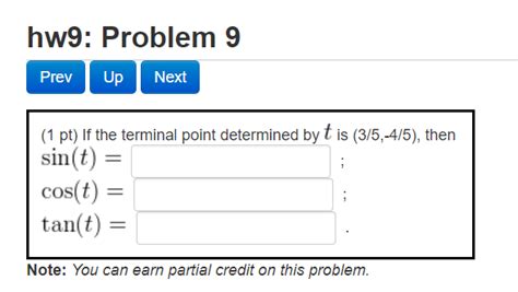 Solved 1 Pt If The Terminal Point Determined By Chegg Com