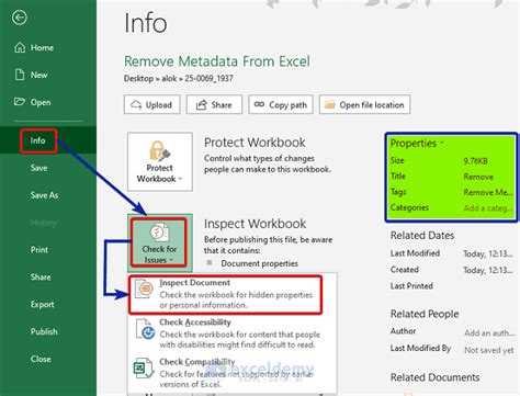 How To Remove Metadata From Excel File 3 Methods Exceldemy
