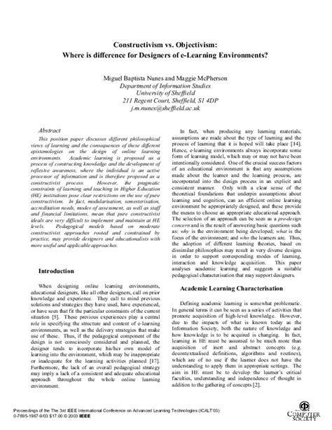 Pdf Constructivism Vs Objectivism Where Is Difference For Designers