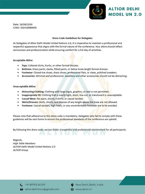 Dress Code Guidelines Delegates Pdf