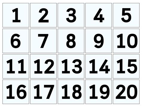 Numbers 1 To 20 Printable Cards