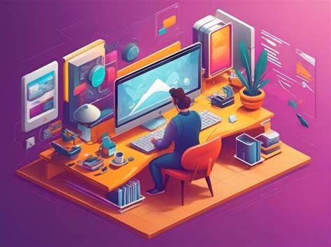 Premium Ai Image Webdesign Vector Illustration Working On Computer Isometric Concept