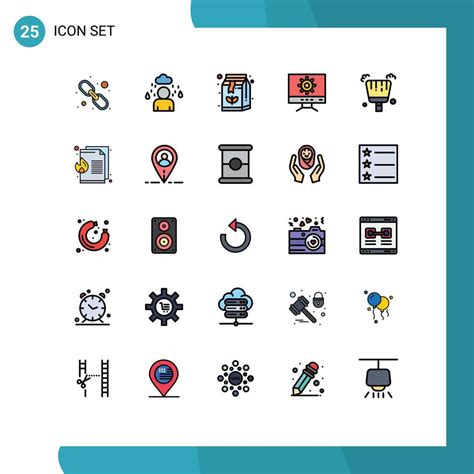 Mobile Interface Filled Line Flat Color Set Of 25 Pictograms Of Data