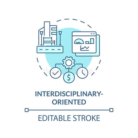 Thin Line Blue Interdisciplinary Oriented Icon Concept Stock