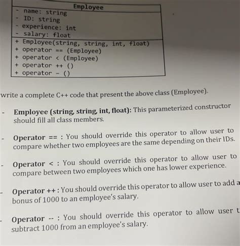 Solved Write A Complete Ccode That Present The Above Class