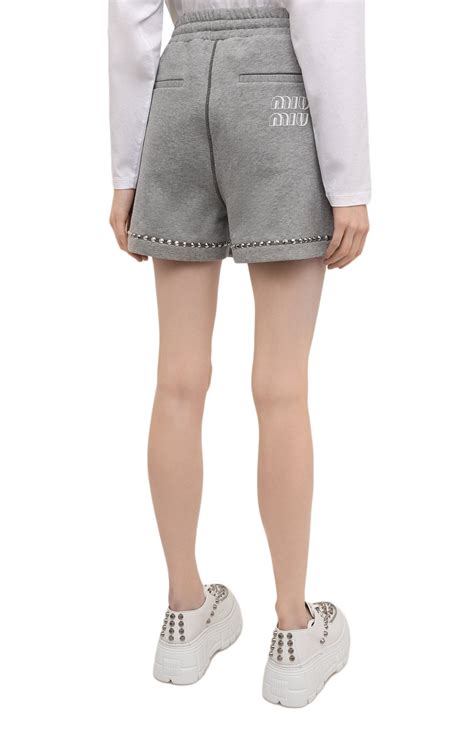 Женские серые хлопковые шорты Miu Miu купить в интернет магазине ЦУМ арт Mjp267 1z9j F0031