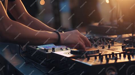 Premium Ai Image Dj Mixing And Scratching Music At A Concert Dj Hands