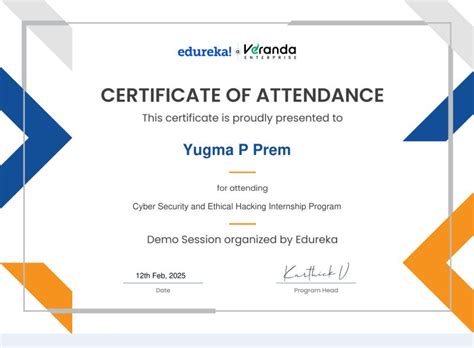 Edureka Internship Learning Techskills Careergrowth Yugma P Prem