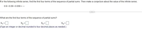 solved for the following infinite series find the first