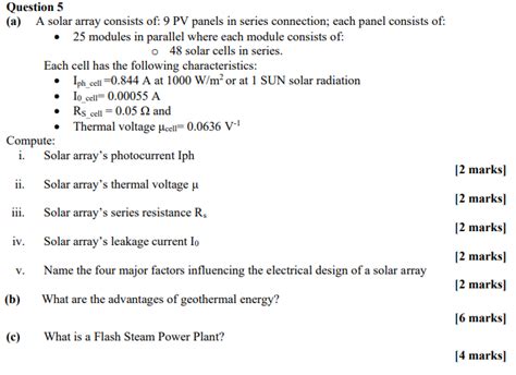 Question A A Solar Array Consists Of PV Panels Chegg