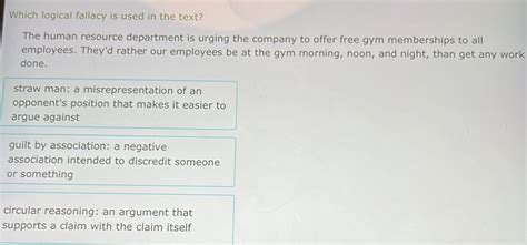 Which Logical Fallacy Is Used In The Text The Human Resource Department Is Urging The Company