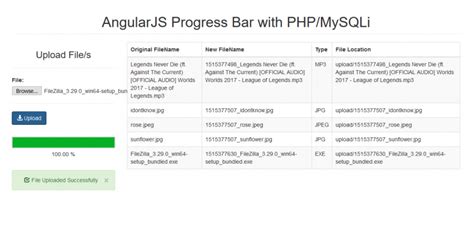 Angularjs Progress Bar With Phpmysqli Campcodes