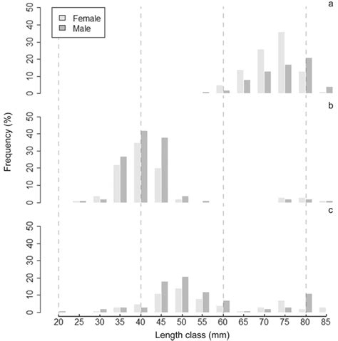 Distribution Of Size Frequencies By Sex A January To April B May Download Scientific