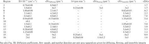 Measured Temporal And Spatial Icm Parameters For α Actinin On Regions