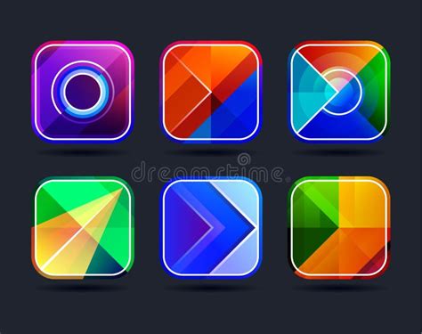 Set Of Colorful App Icon Frames Stock Vector Illustration Of Reflection Empty