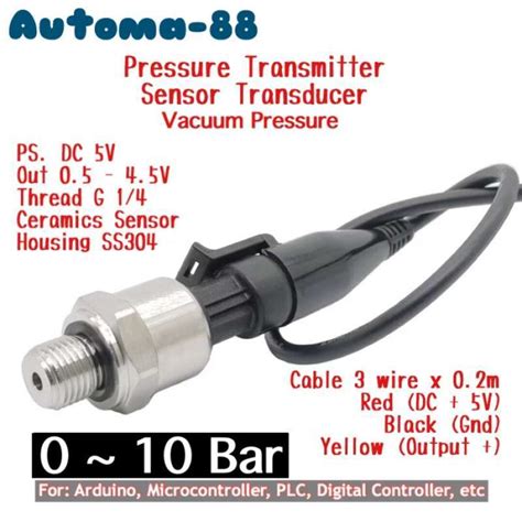 Promo Pressure Sensor 0 10bar Arduino Dc 5v Transducer 10 Bar 1mpa 145