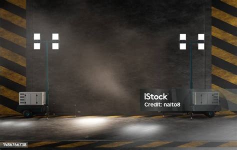 현장 조명 배경3d 렌더링이 있는 콘크리트 건설 안전 장비 거친에 대한 스톡 사진 및 기타 이미지 거친 건물 외관 건설 산업 Istock