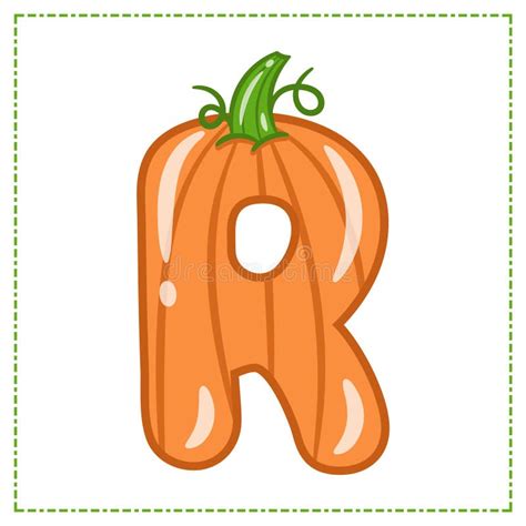 Halloween English Alphabet Letter R Pumpkin Theme Drawing Stock Vector