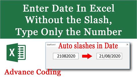 Enter Date In Excel Without The Slash Type Only The Number Youtube