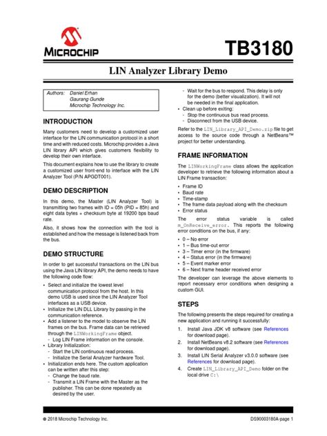 Tb3180 Lin Analyzer Library Demo 90003180a Pdf Java Programming