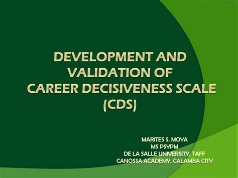 Ppt Development And Validation Of Career Decisiveness Scale Cds Powerpoint Presentation Id