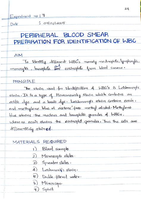 SOLUTION: Peripheral blood smear preparation for identification of wbc - Studypool