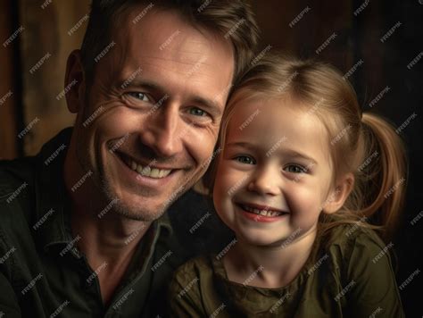 Premium Photo Happy Fathers Day Father And Daughter Smiling Happily
