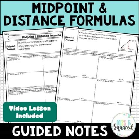 Midpoint And Distance Formulas Guided Notes By Miss R Squared Tpt
